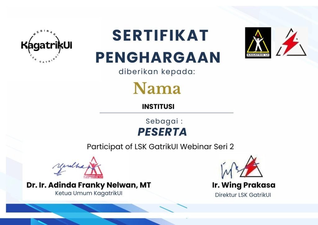 E- Sertifikat Webinar Seri 2 – Gatrik UI